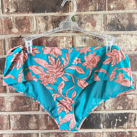 Time and Tru | Swim | Time Tru Women Plus Aqua Pink Floral Mid Rise ...